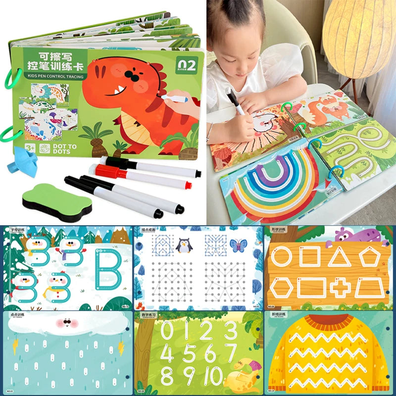 Children Drawing Toy Pen Control Training Color Shape Math Match Game ...