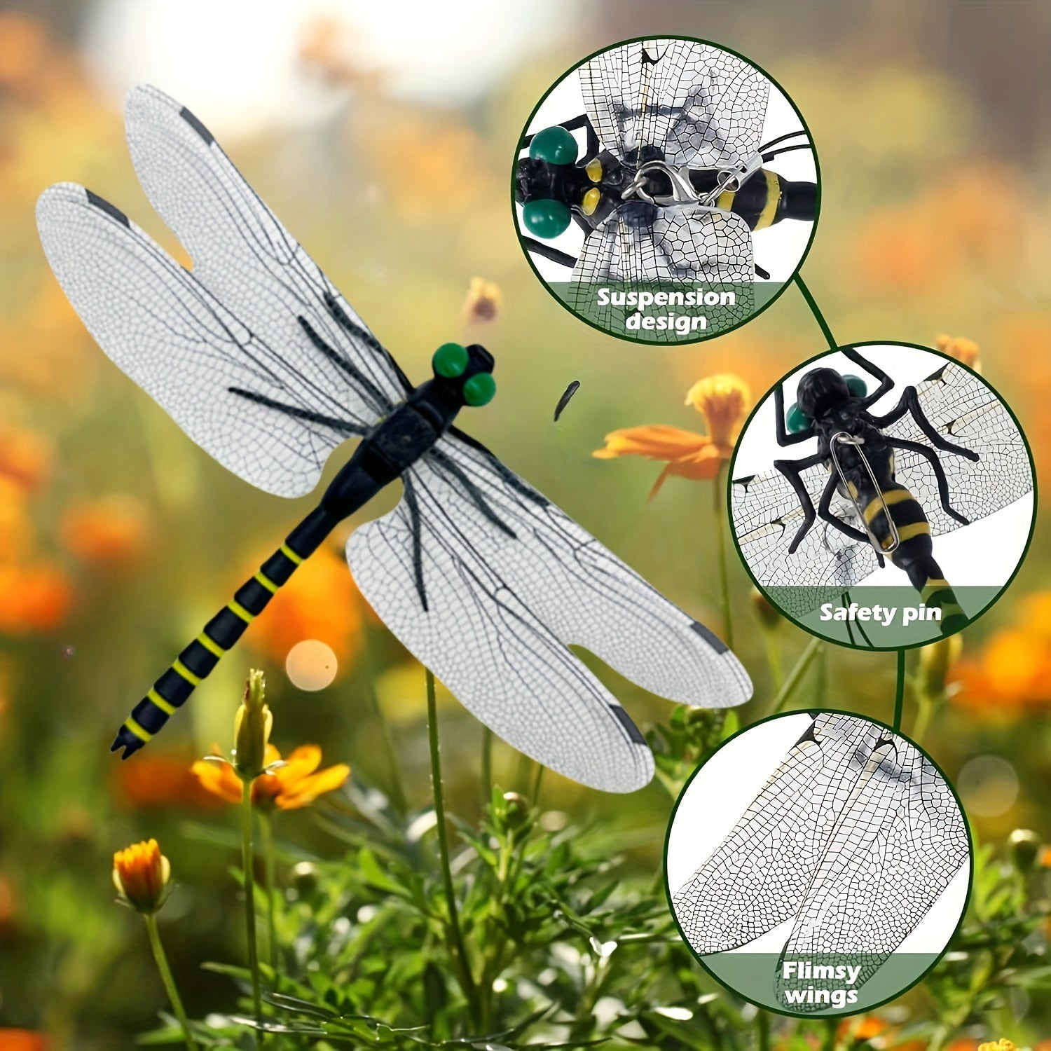 Dragonfly Model Kit Toy - PVC, Safety Pin Design, Flexible Wings, Susp ...
