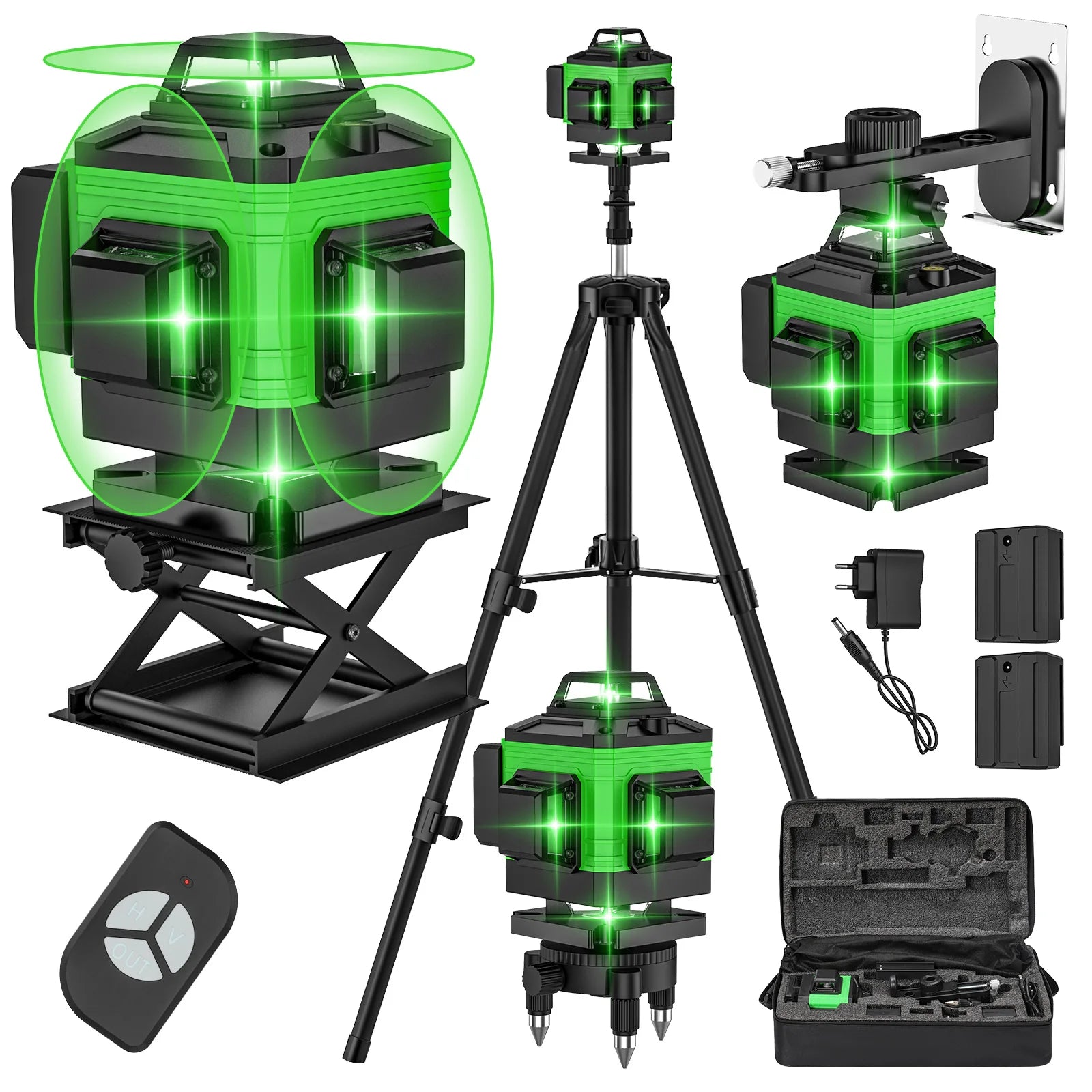 4D 16Lines Laser Level Green Line Self-Leveling 360 Horizontal And ...