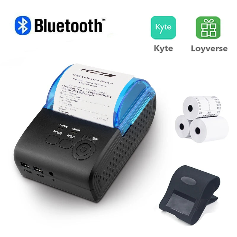 Portable Mini Bluetooth Printer Wireless Thermal Receipt Ticket Printer ...