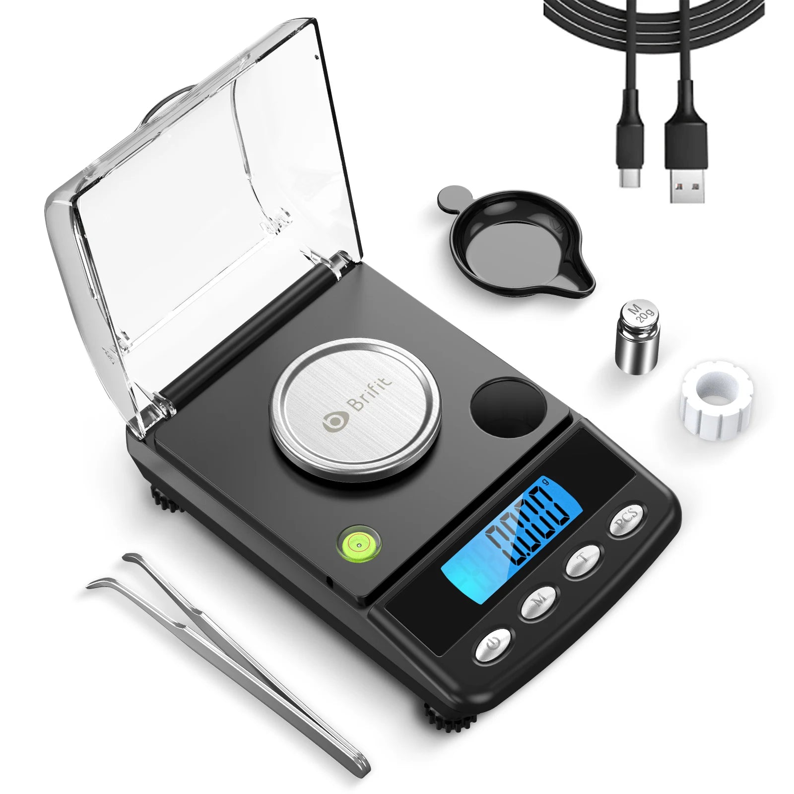 Balanza Digital de Joyería de Precisión 0.001g 20g Alimentada por USB ...