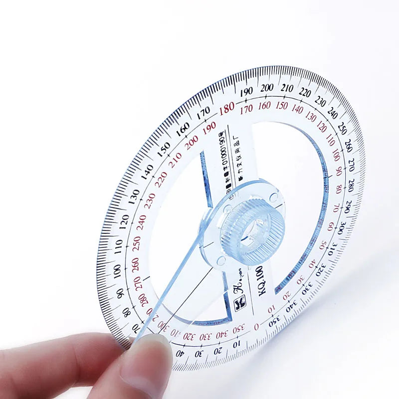 360 Degree Plastic Protractor Ruler with Swing Arm - Light Blue ...