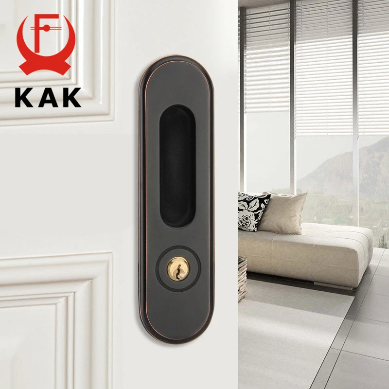 KAK Sliding Door Lock with Keys Hidden Door Handle Interior Door Pulls ...