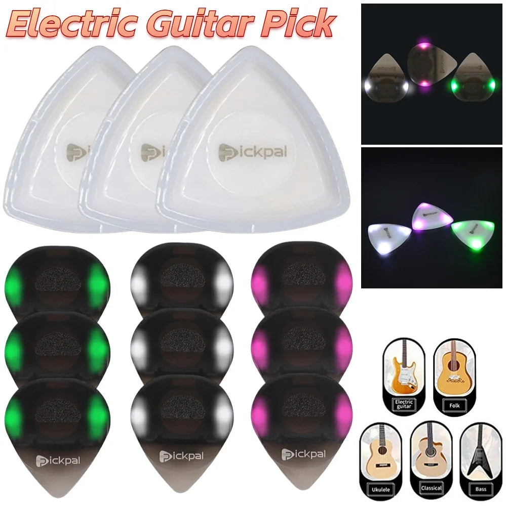 1-3pcs Touch Luminous Guitar Pick Plastic Bass Plectrum Plastic Glowing ...