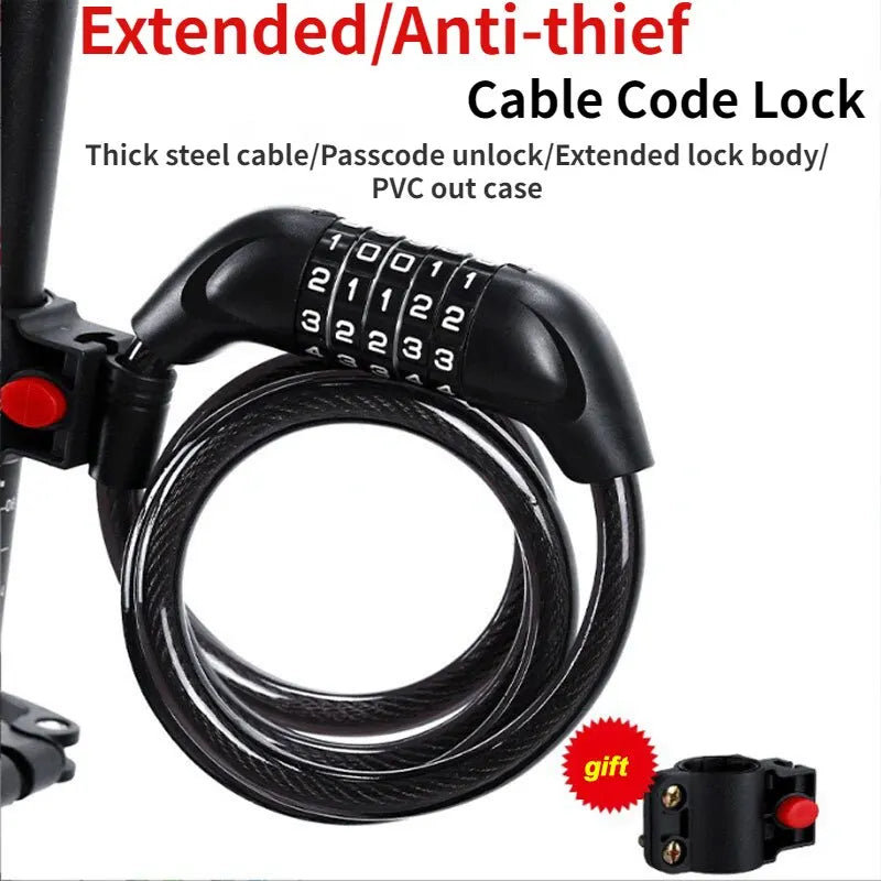 Bicycle Cable Lock 5 Digit Code 1200mm Steel Cable – InterCyprus ...