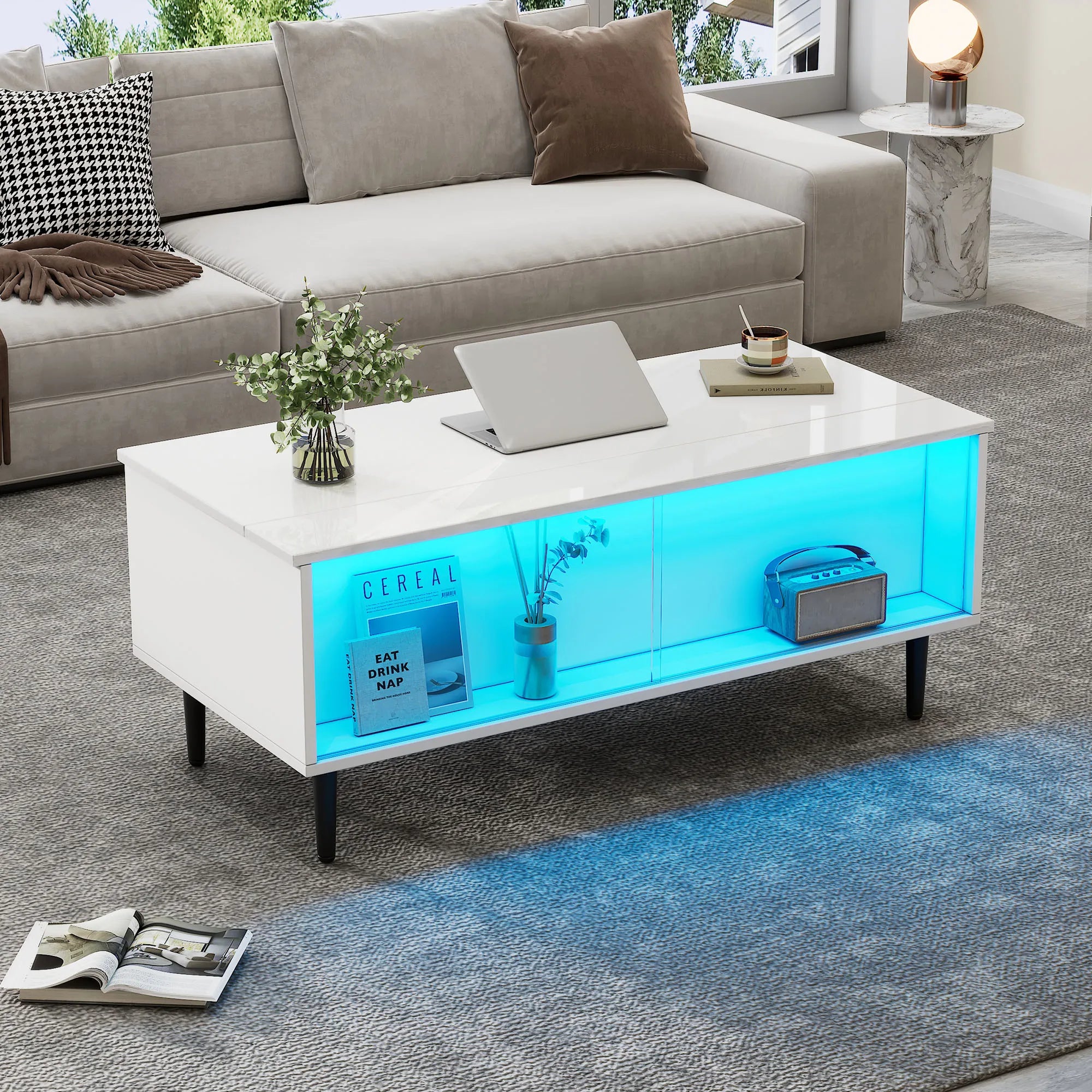 105 x 50 x 43 cm coffee table Height-adjustable coffee table with ...