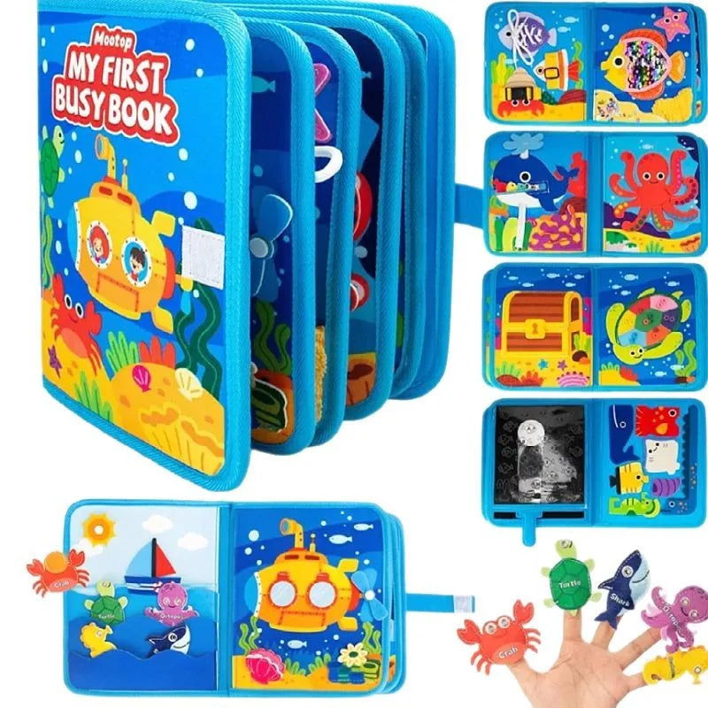 10-in-1 Busy Board Montessori Toy from 1 Year, Busy Book 3D Sea Theme ...
