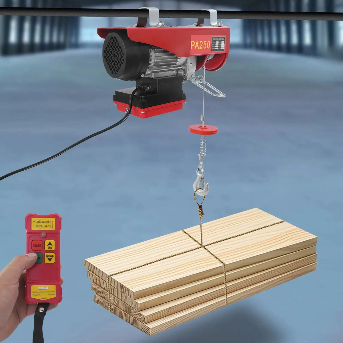 250kg Electric Hoist Lifting Crane Double Rope Winch Cable Hoist Winch ...