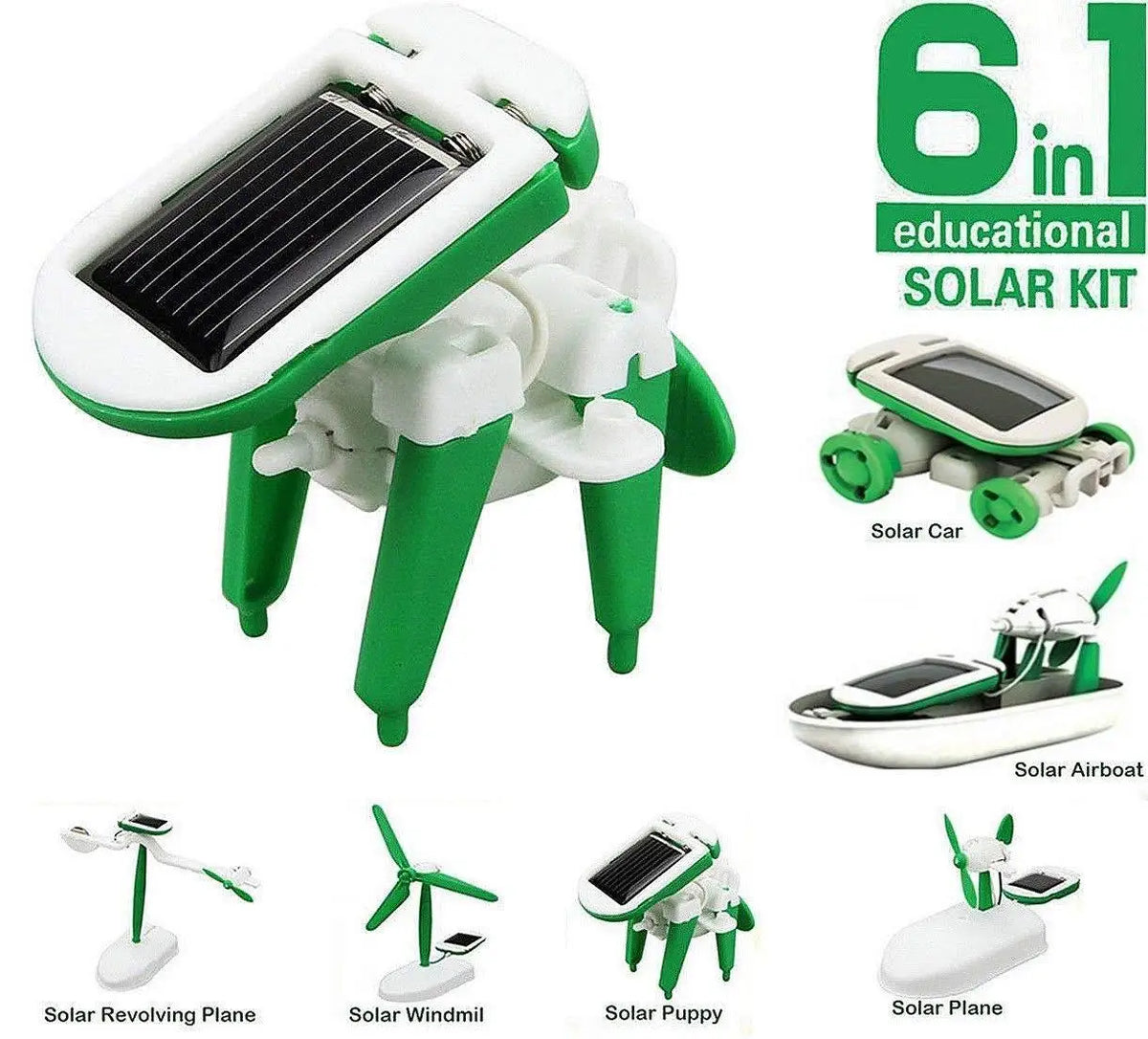 Robot Kits 6 in 1 DIY Solar Robot Science Experiment Creative Physics STEM Education Toys ...
