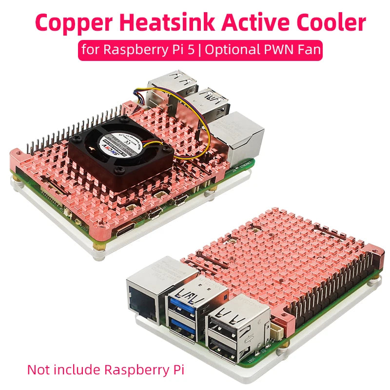 Raspberry Pi 5 Active Cooler Pure Copper Heatsink Optional PWM Cooling ...