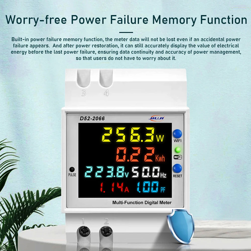 Tuya WiFi Smart Energy Meter DIN-Rail Voltage Current Monitor Power ...