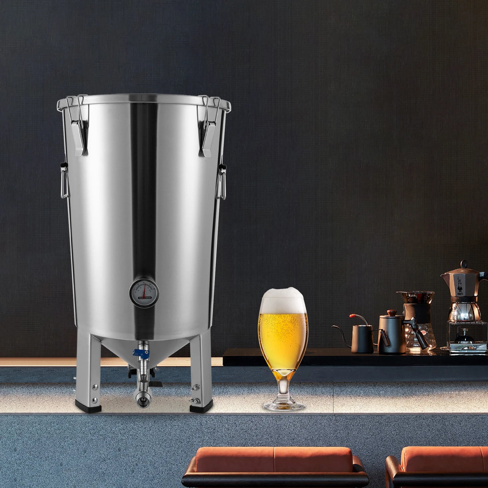 32L Rezervor de fermentare pentru bere cu răcitor pentru fabricarea ...
