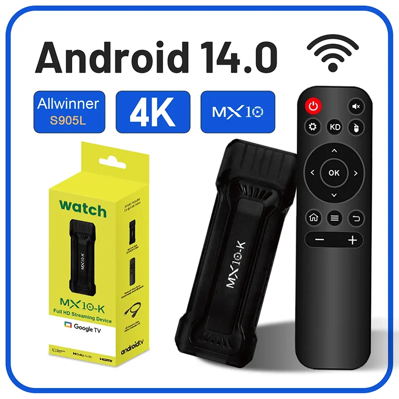 MX10-K Global Android TV Stick Google TV Dual Wifi 4k 4K Media Player Controle remoto Infra Fire ...