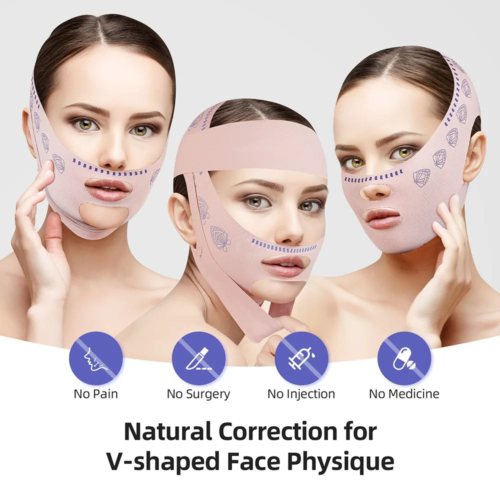 Reusable Face Slimming Bandage V Line Face Shaper Women Chin Cheek Lift ...