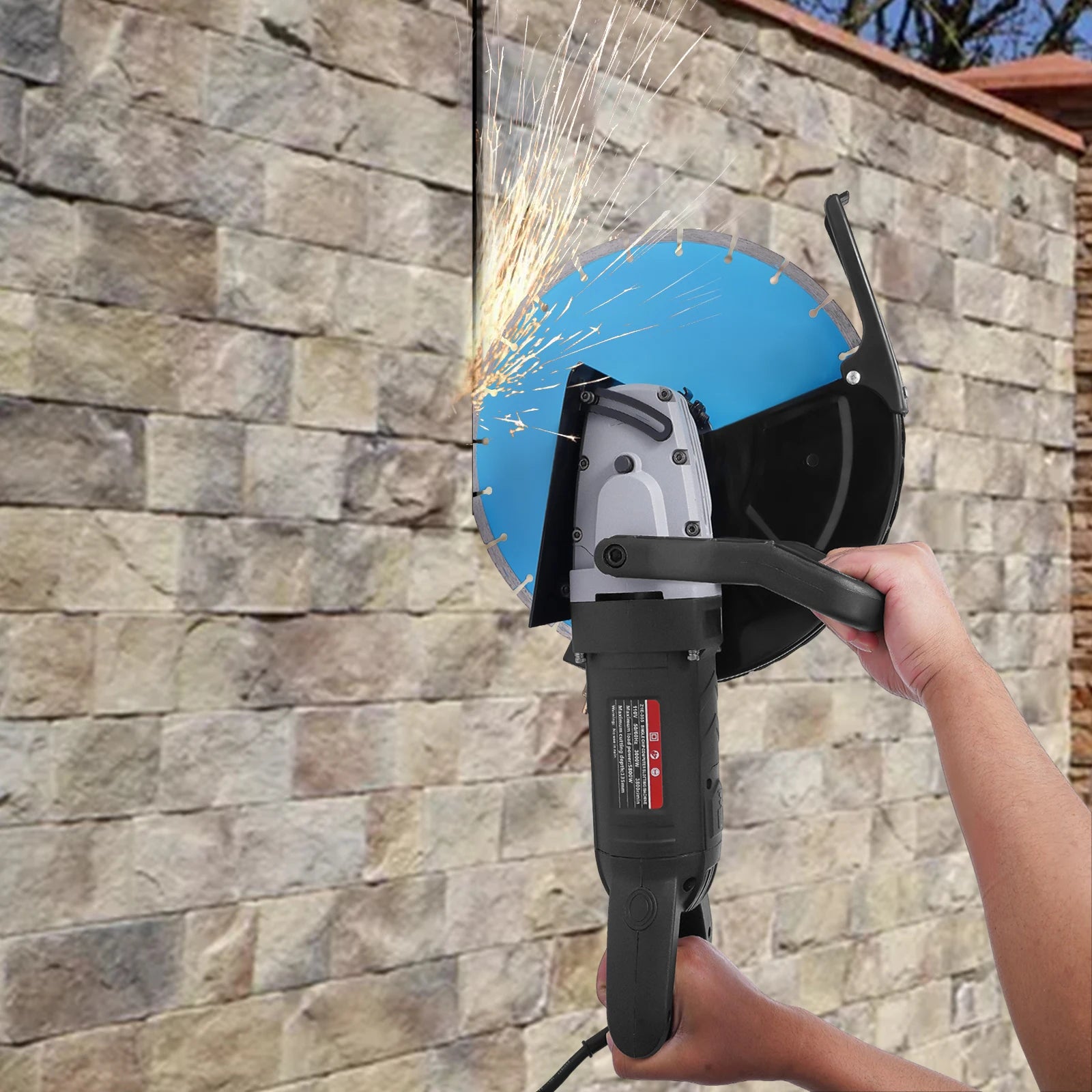 Scie à béton électrique 14 pouces Lame 3000W Machine de découpe à fil robuste avec pompe à eau ...