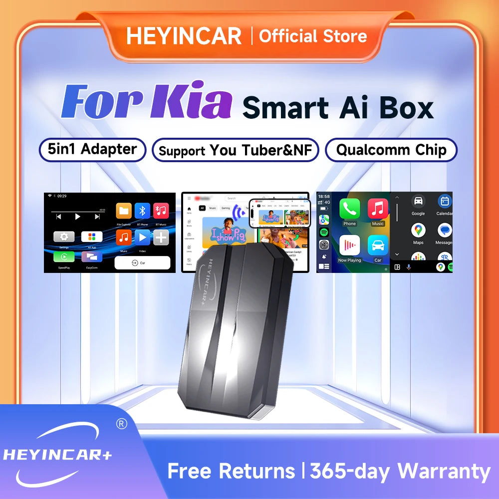 2025 HEYINCAR 스마트 AI 박스 안드로이드 오토 무선 카플레이 기아 스포티지 K5 카니발 피칸토 K3 EV5 KX3 ...