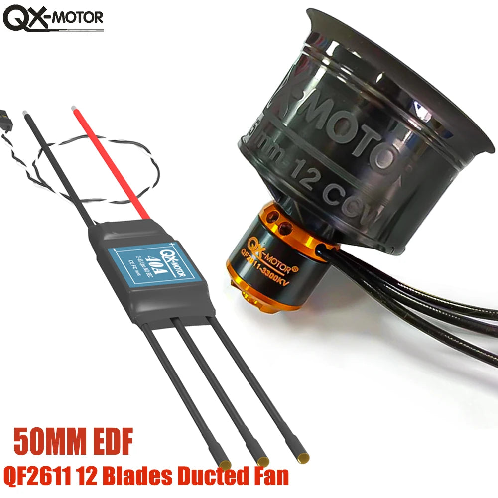 QX-MOTOR 50mm EDF QF2611 12Blades Ducted Fan with Brushless Motor use ...