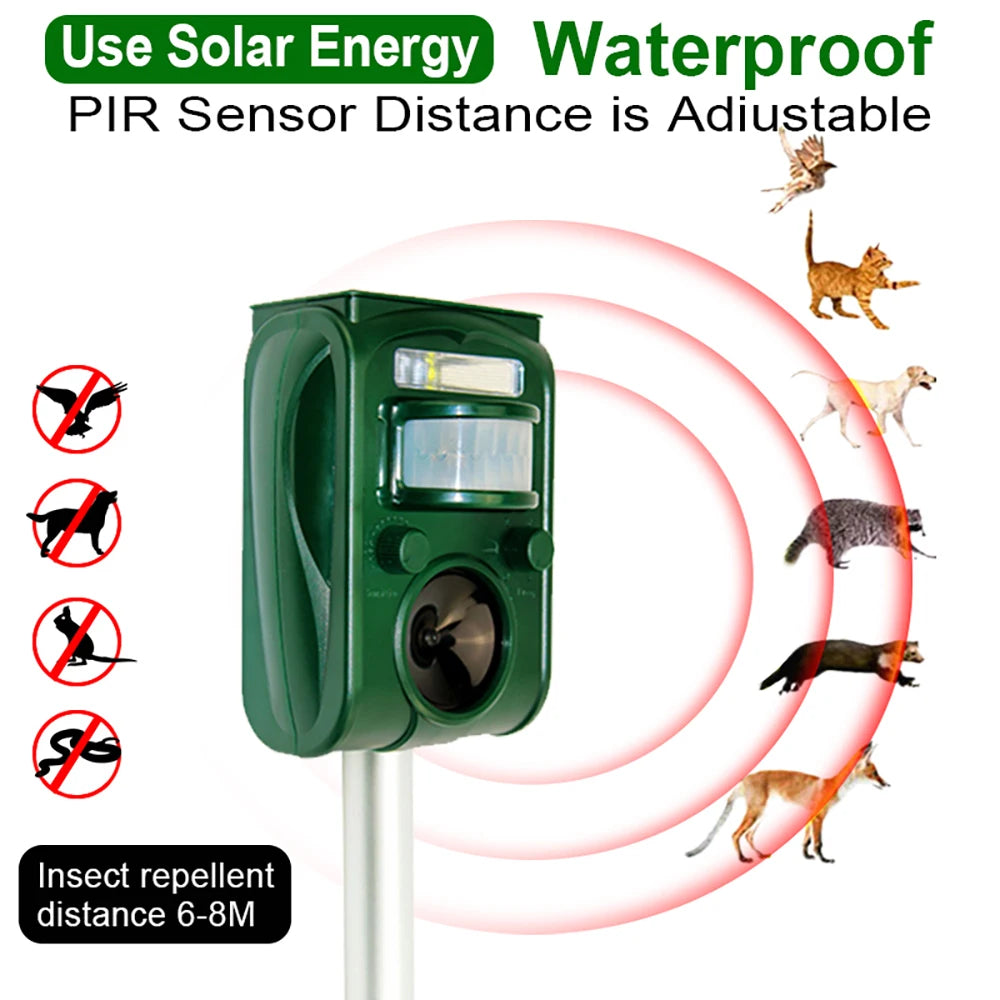 Solar Outdoor Ultrasonic Insect Repellent New PIR Sensor Garden Pests ...