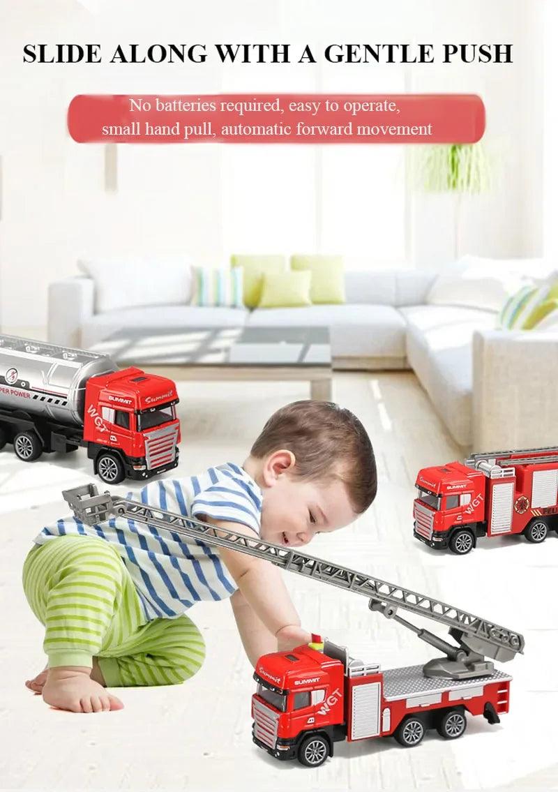 Alloy Fire Truck 1/64 Diecast Fire Ladder Rescue Truck Model Alloy ...