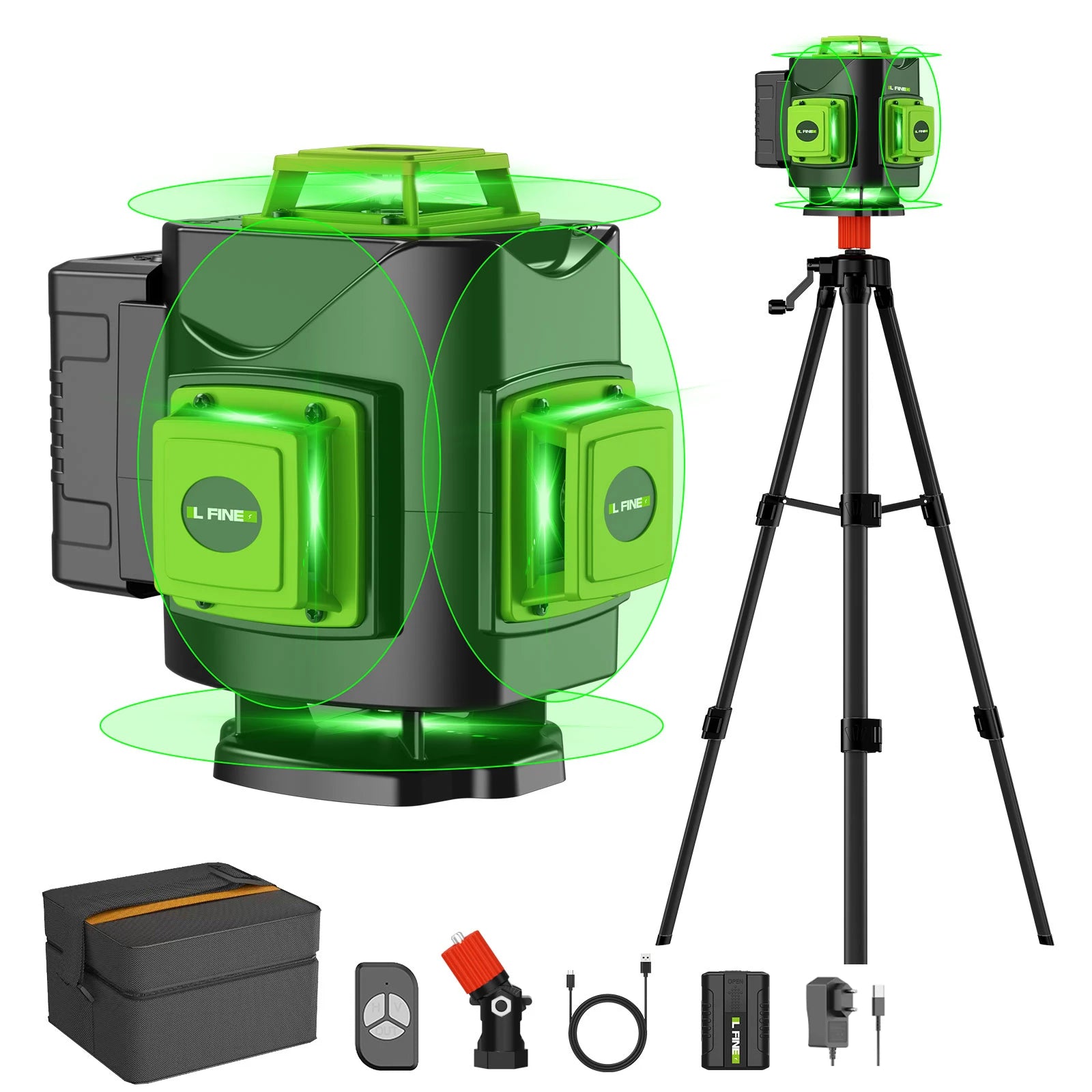 Lfine 4D 16 Lines Professional Laser Level with Tripod - 360° Green Se ...