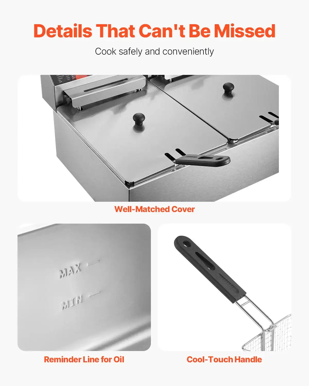 SucceBuy 12L 5000W Electric Deep Fryers Dual Tanks with Dual Basket ...