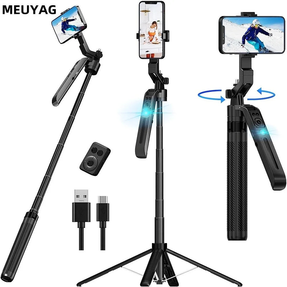 MEUYAG 2025 360 Rotation Gimbal Stabilizer Selfie Stick Tripod for iPh ...