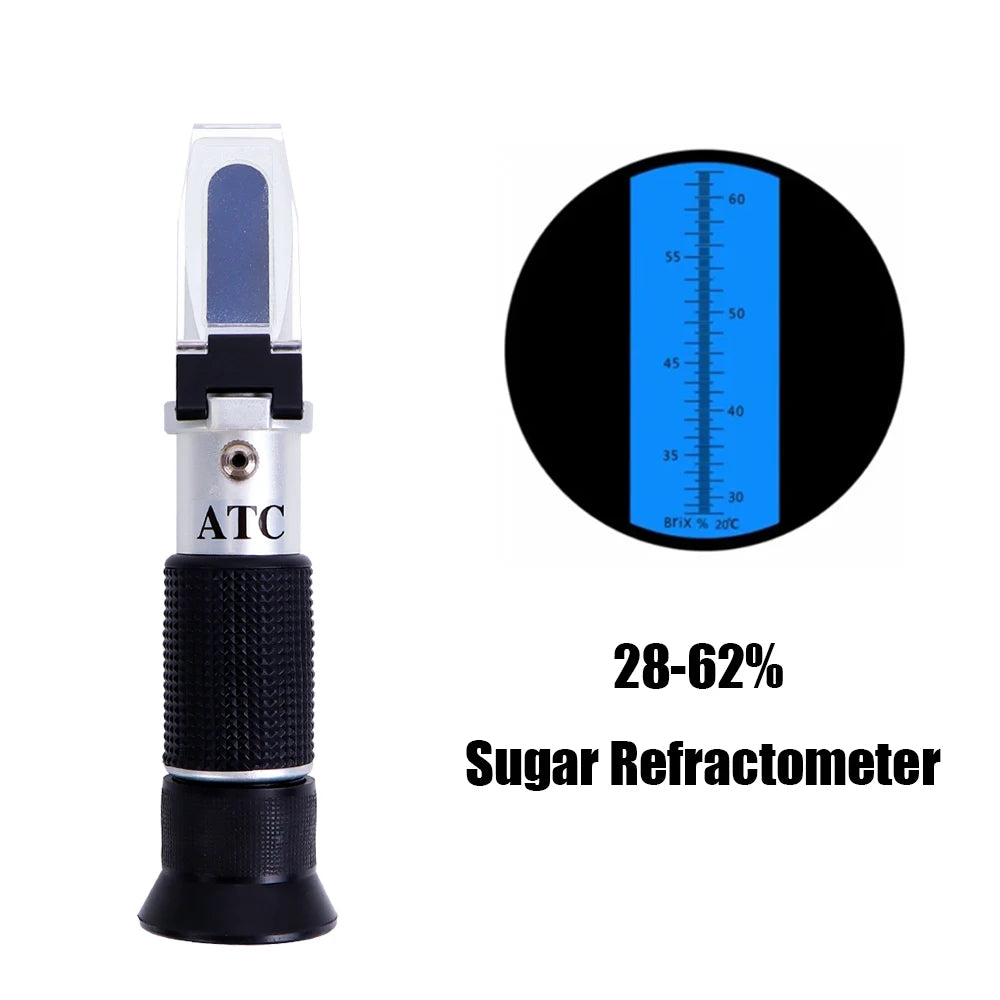 HandHeld Sugar Refractometer 28-62% ATC Brix Tester Sugar Meter High ...