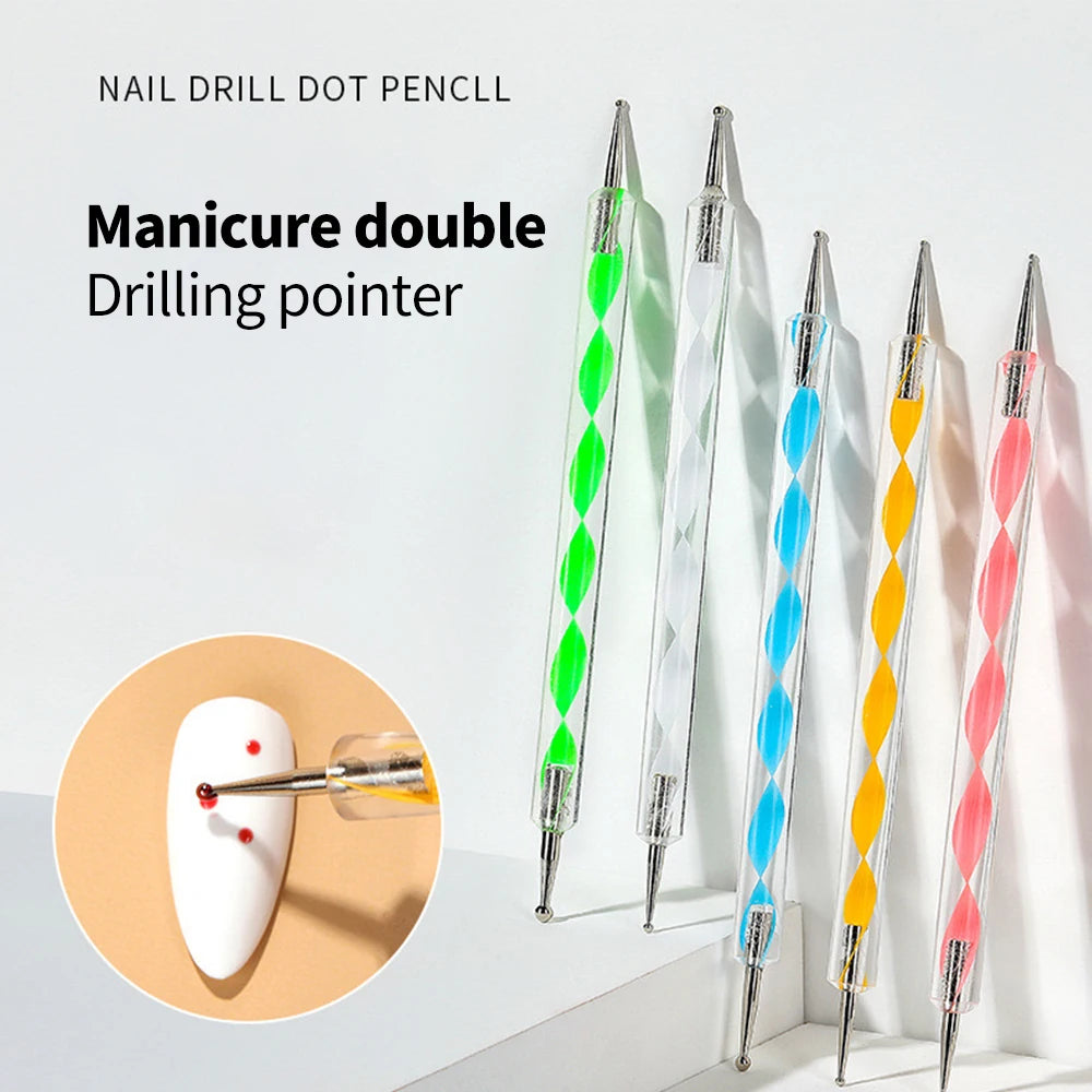 YIKOOLIN 5Pcs 2 Way Dotting Pen Tool Nail Art Dot Paint Manicure kit ...