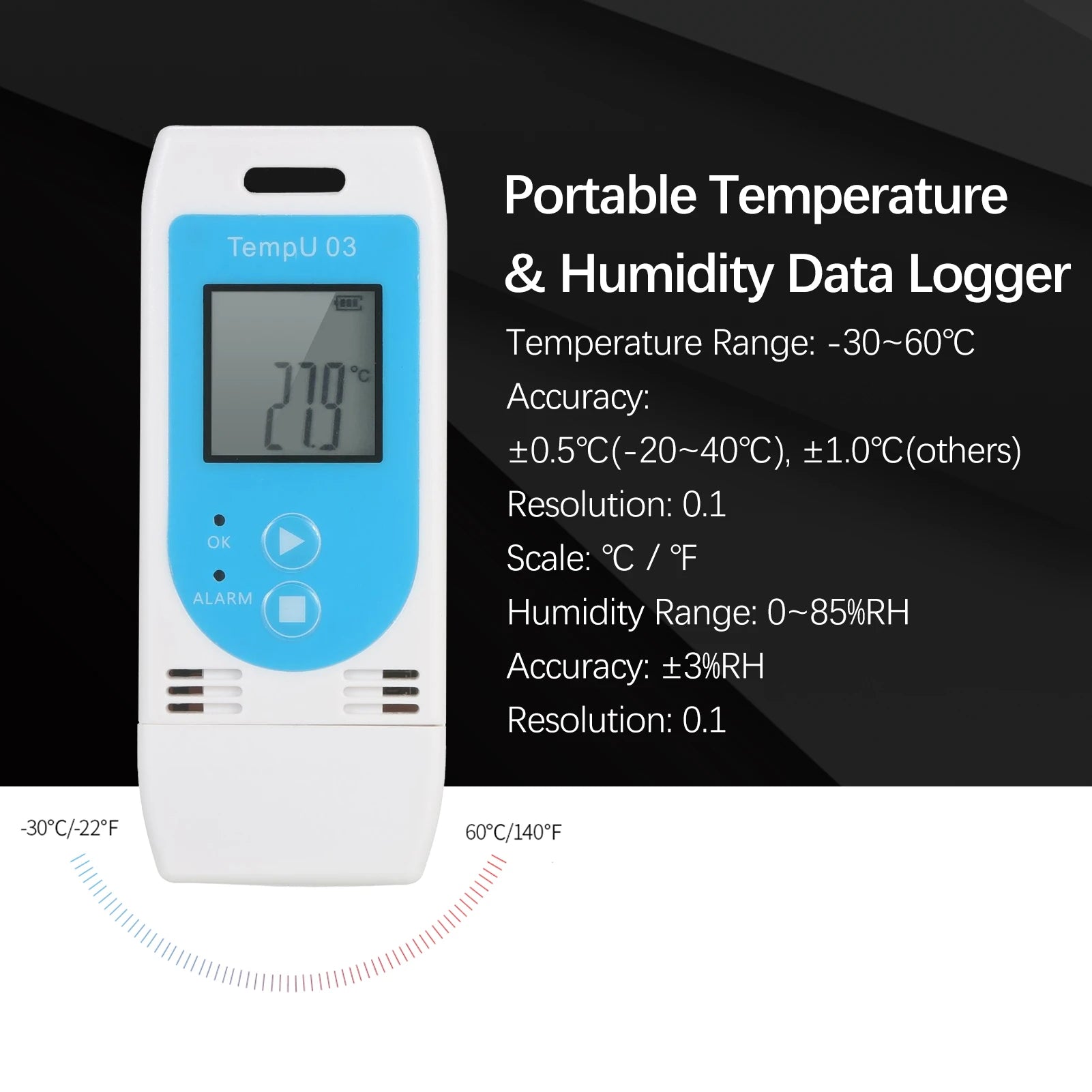 USB Temperature Humidity Data Logger Reusable RH TEMP Datalogger ...