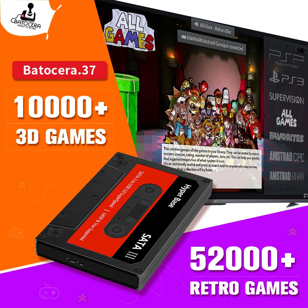 Portable External 500G HDD Batocera Game Console – Over 52000 Games fo ...