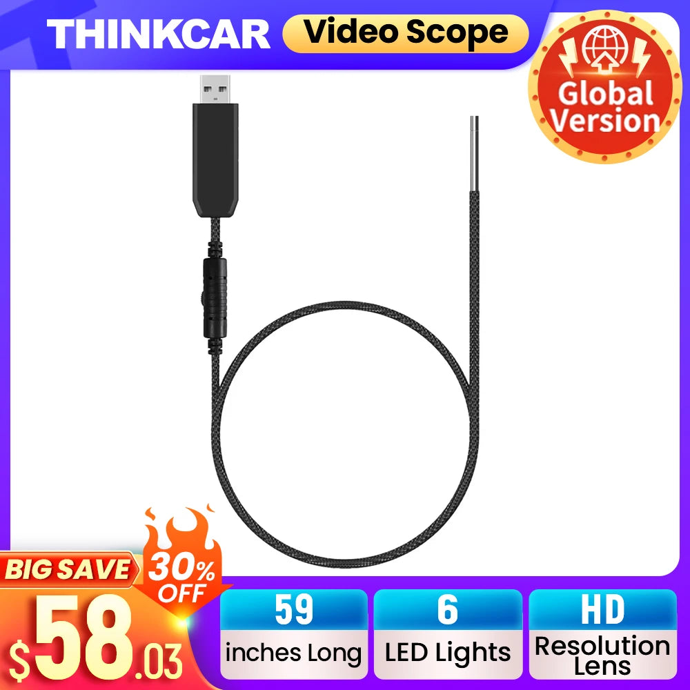 THINKCAR ThinkTool USB Video Inspection Scope 59 inches Coil Camera ...