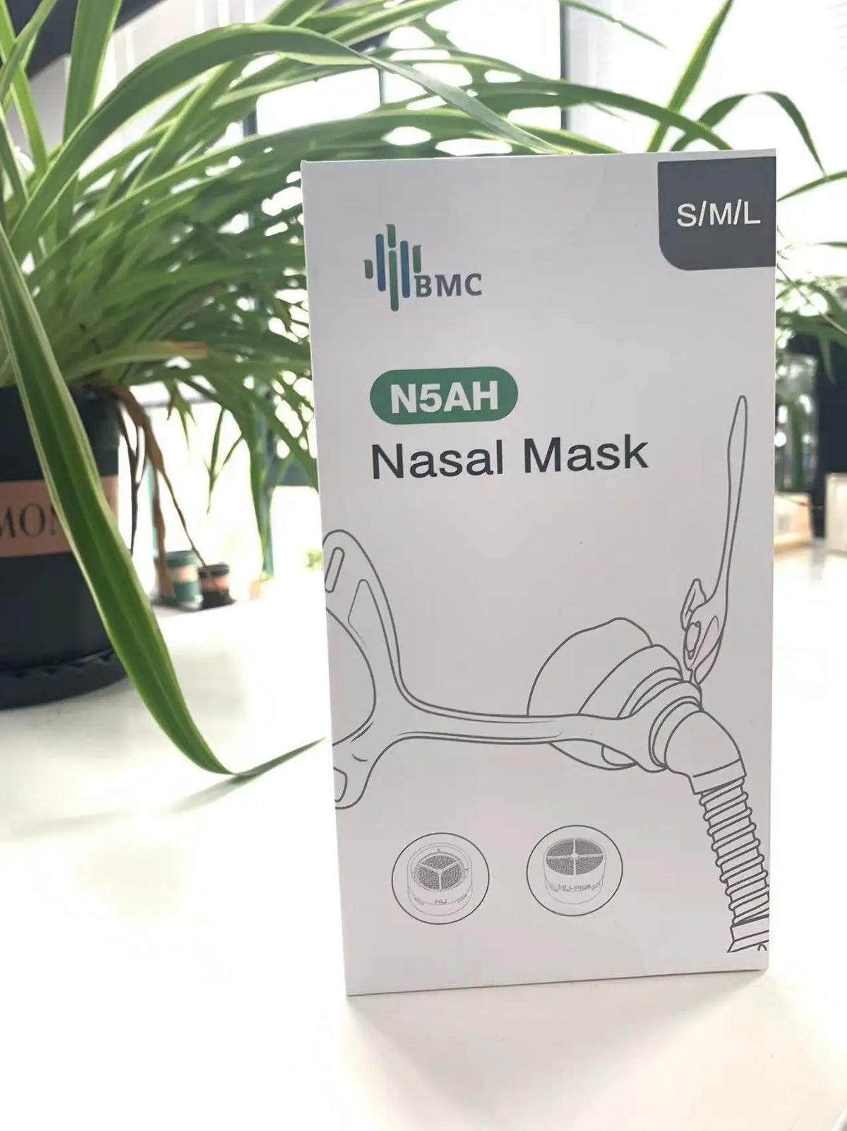 BMC N5AH Waterless Humidification Nasal Mask with Headgear and Head Pad ...