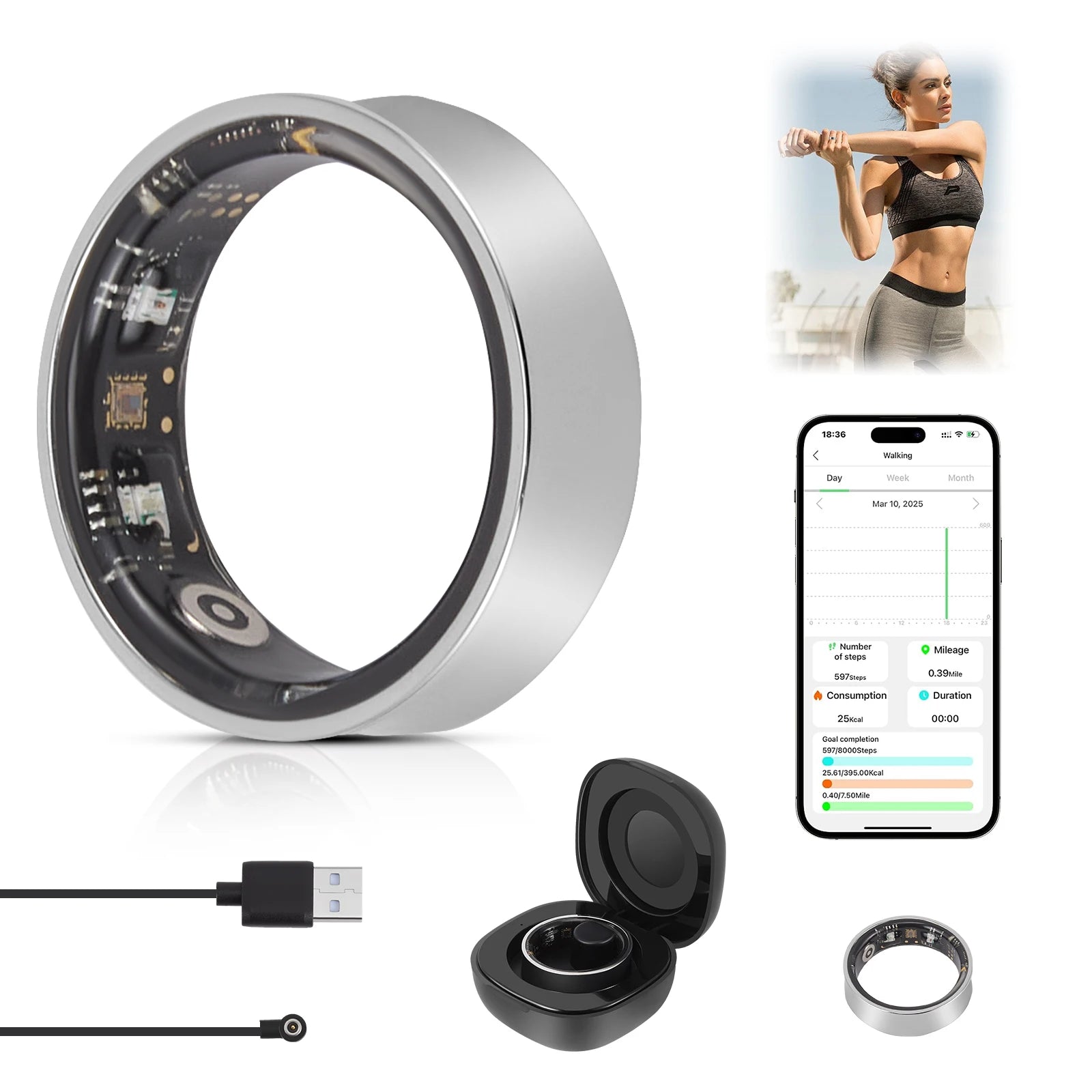 Wireless Smart Ring can Touch Heart Rate,Blood Oxygen Pressure,Sleep ...