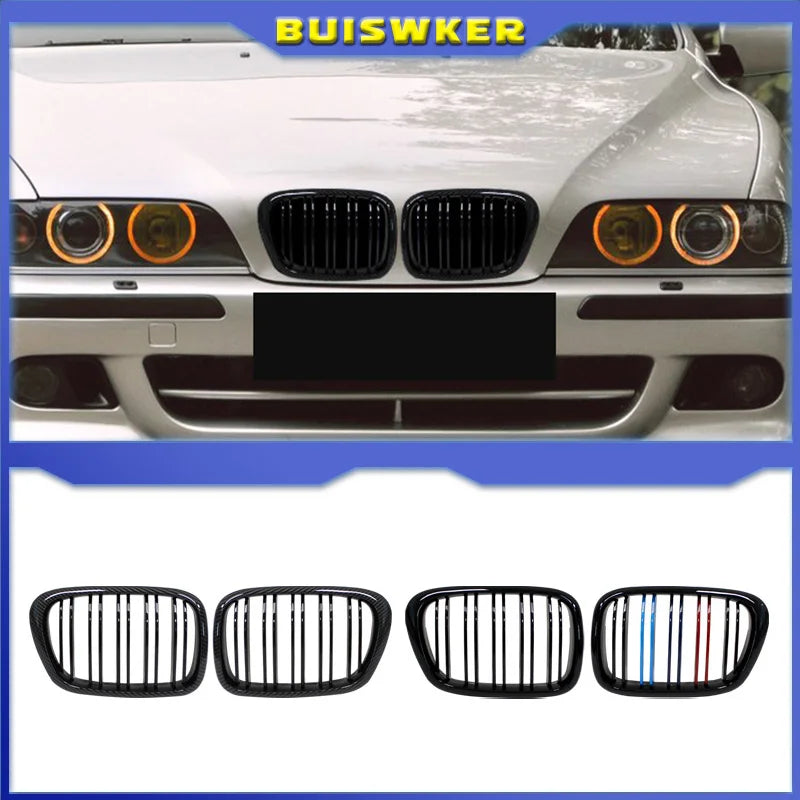 Glossy Black Front Hood Kidney Grille Grill ABS Dual Line Compatible ...