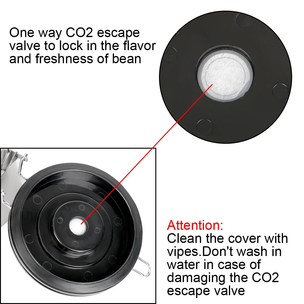 Lata de Café Hermética em Aço Inoxidável com Válvula CO2 | 28523 ...
