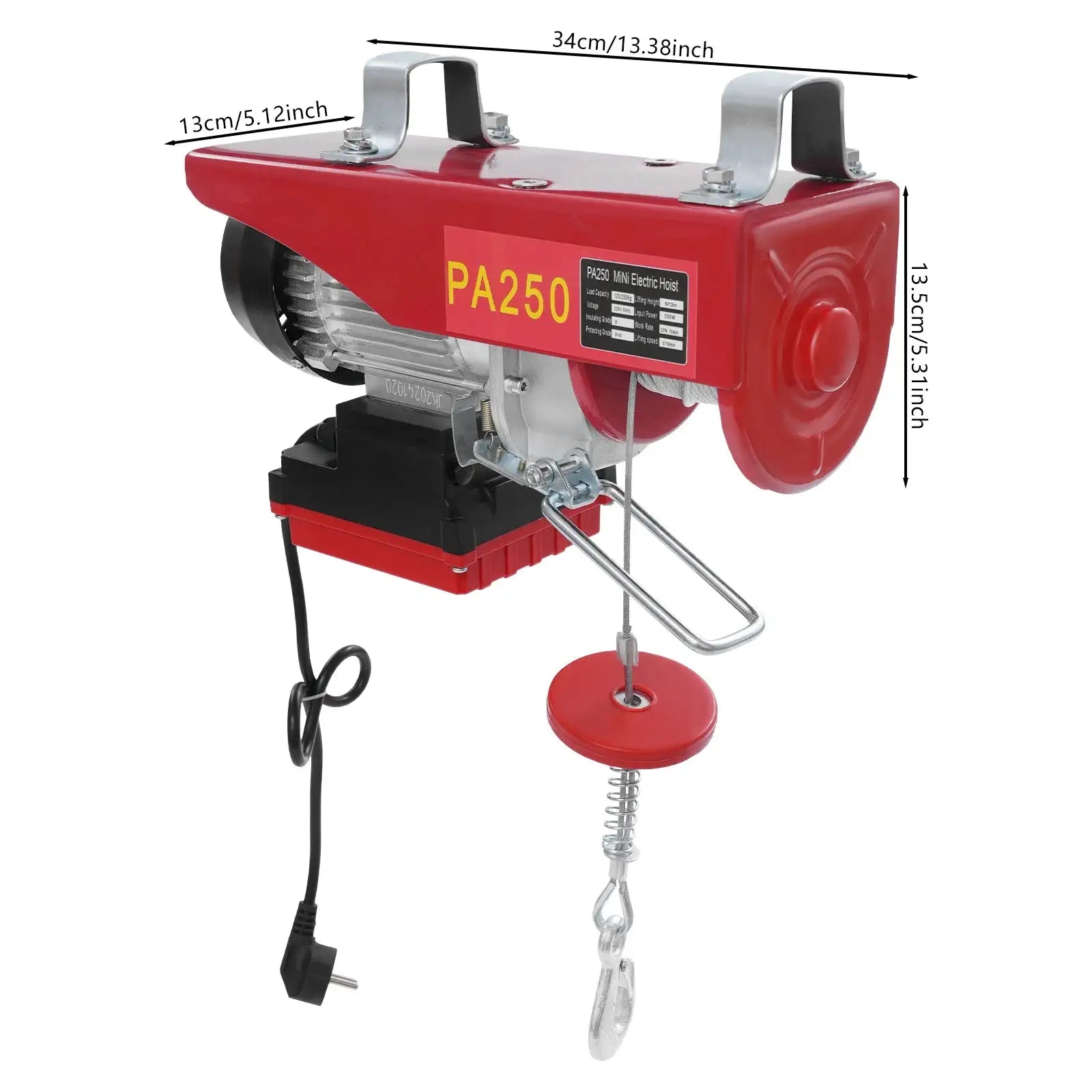 Treuil électrique de 250 kg, grue de levage, treuil à double corde ...