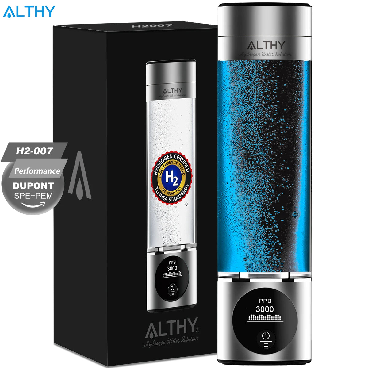 ALTHY Performance Hydrogen Water Generator Bottle DuPont SPE+PEM Dual ...