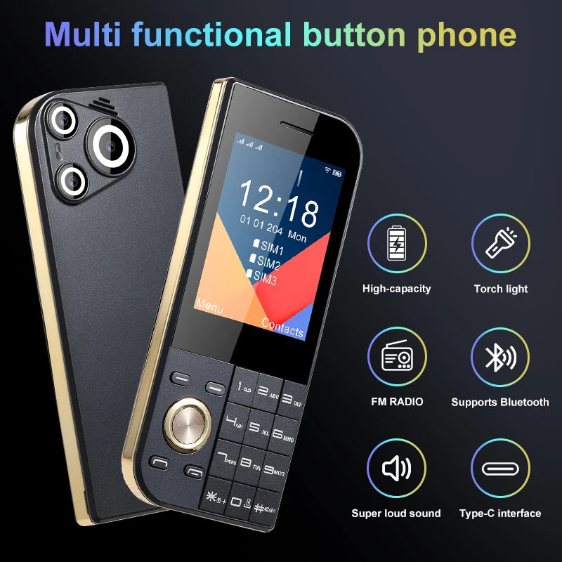 Ultra Slim Mini Size Cute Pocket Mobile Phone Big Screen Triple SIM SOS ...