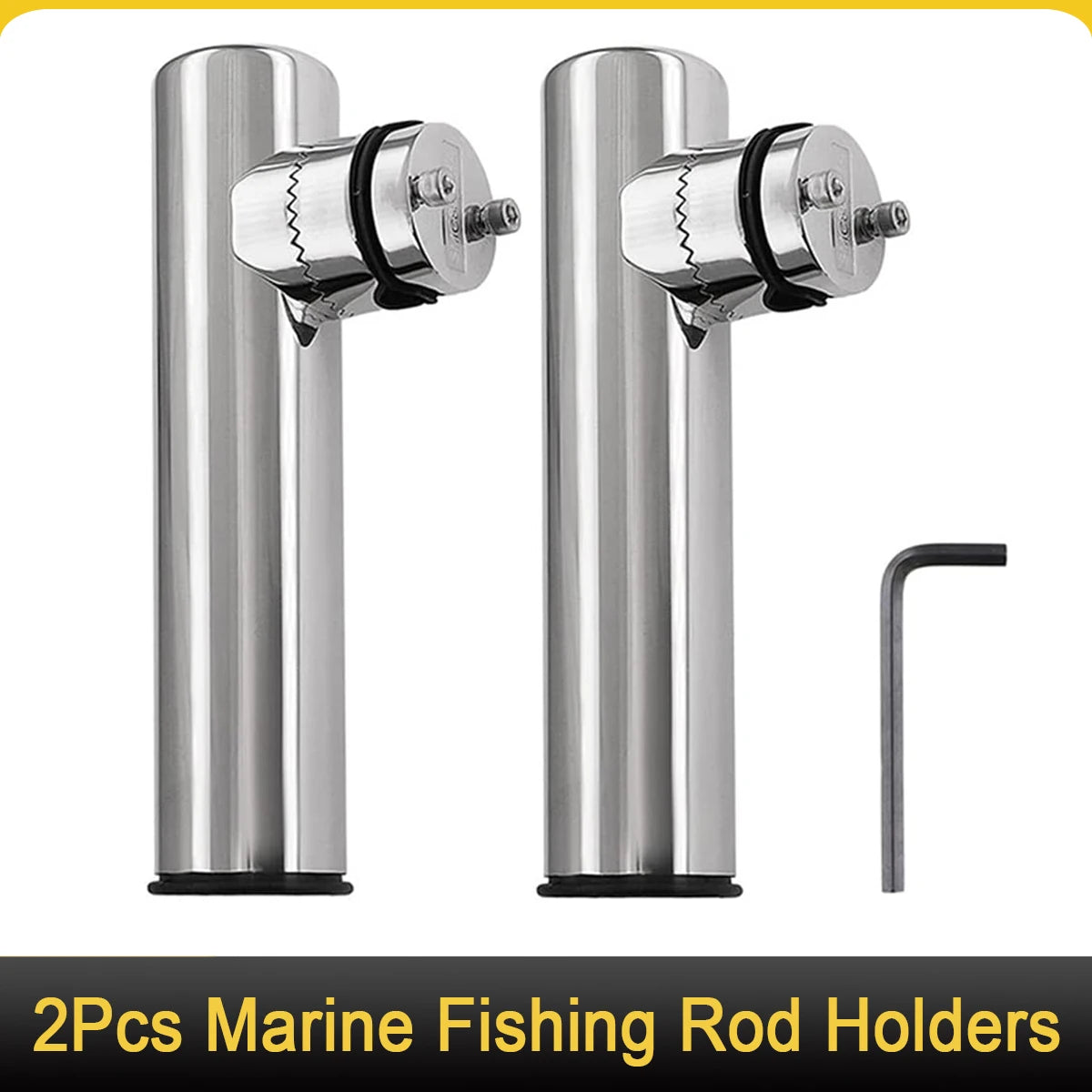 2 Pcs Stainless Steel Marine Fishing Rod Holders Adjustable Rod Holder ...