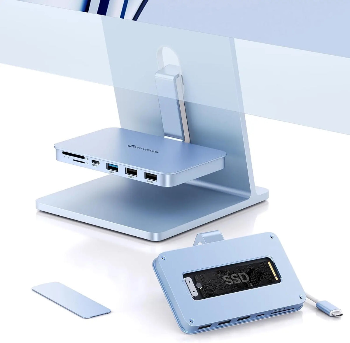 Minisopuru iMac 24 inch Dock Stand 6-Port iMac Hub with USB USB 3.2 ...
