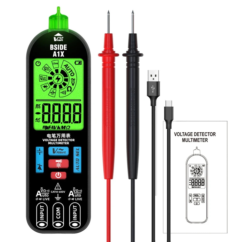 BSIDE A1X Digital Multimeter Penn Type LCD Universalmåler Live Wire ...