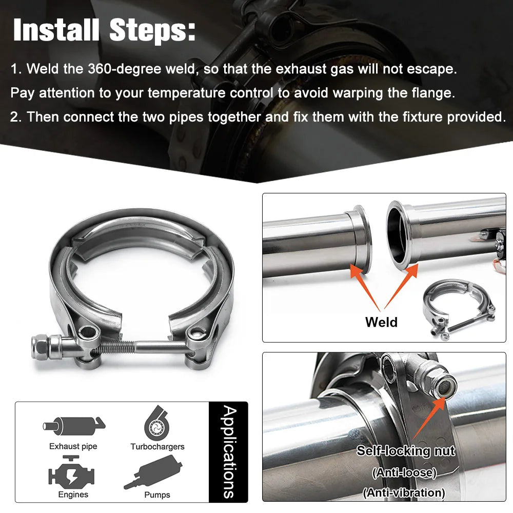 V Band Clamp Kit Exhaust Flange 2 To 4 Inch PQYChoice – InterCyprus ...