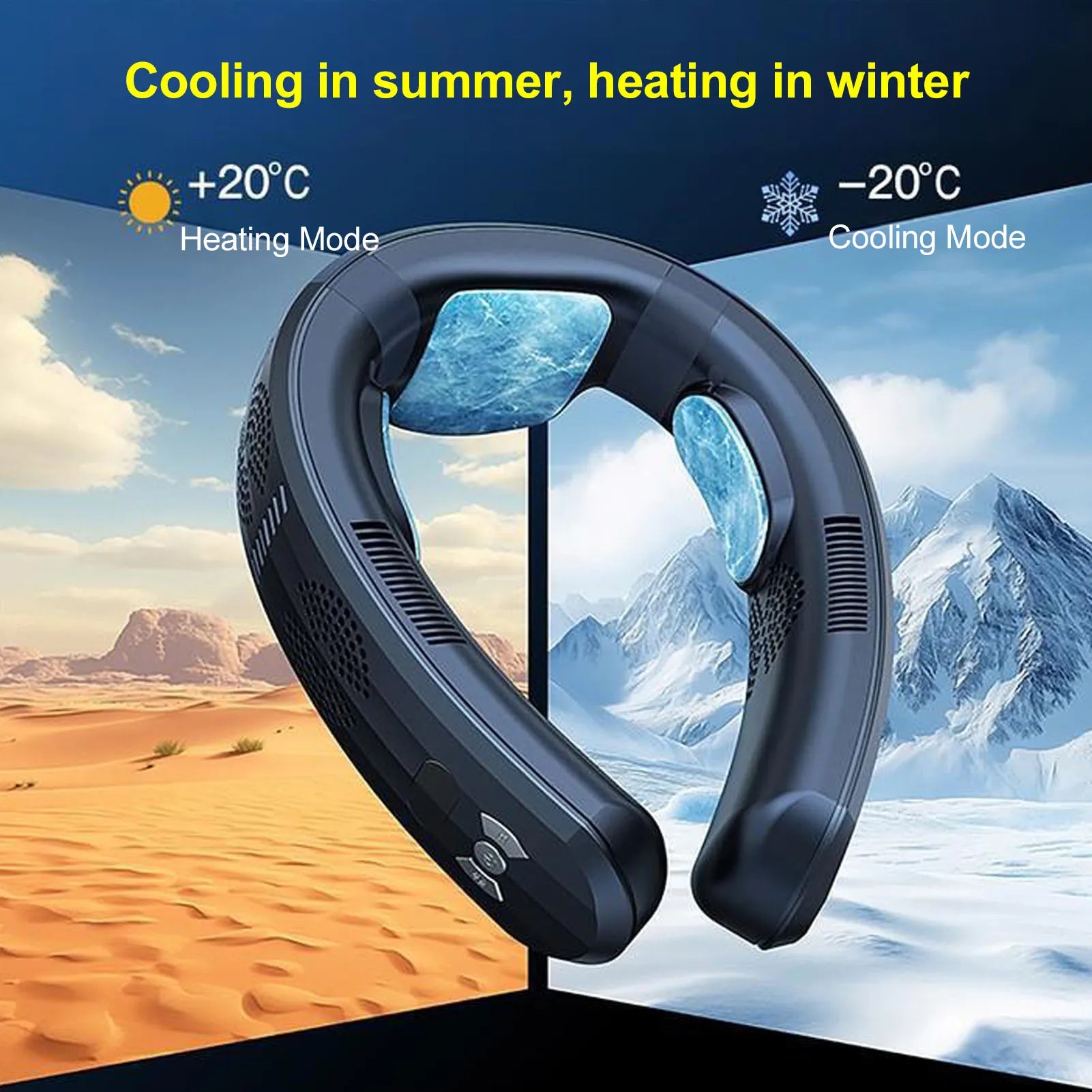 Portable Neck Fan 3 Speeds Semiconductor Cooling and Heating Dual Mode ...
