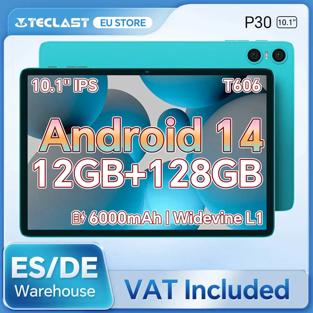 Teclast P30 Tablet Android 14 com Ecrã IPS de 10.1", Máx 12GB RAM ...