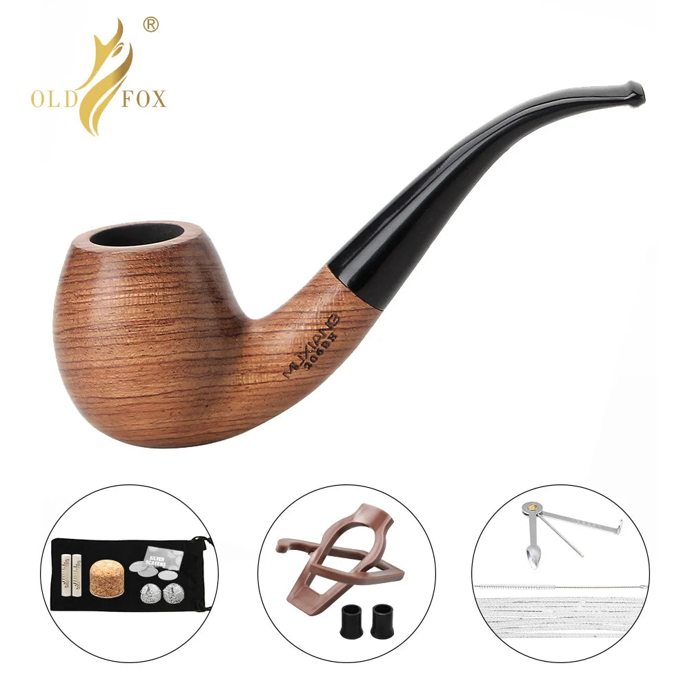 Old Fox Rosewood Tobacco Bent Pipe Set Accessories 9MM Activated Carbon ...