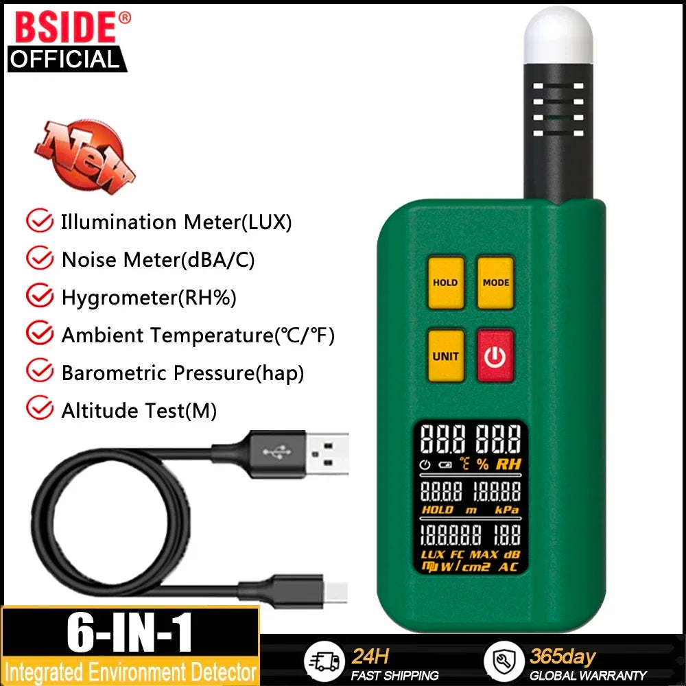BSIDE GX1 Ambient Temperature Humidity Light Noise Altitude Tester ...