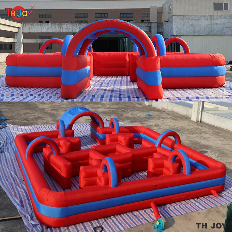 10x10M Red and Blue Large Outdoor 10x10m Inflatable Laser Tag Maze Game Square Obstacle Course ...