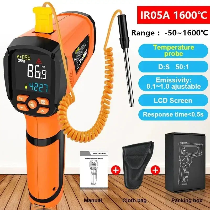 LCD Industri Termometer Infraröd Termometer -50~1600C Laser ...