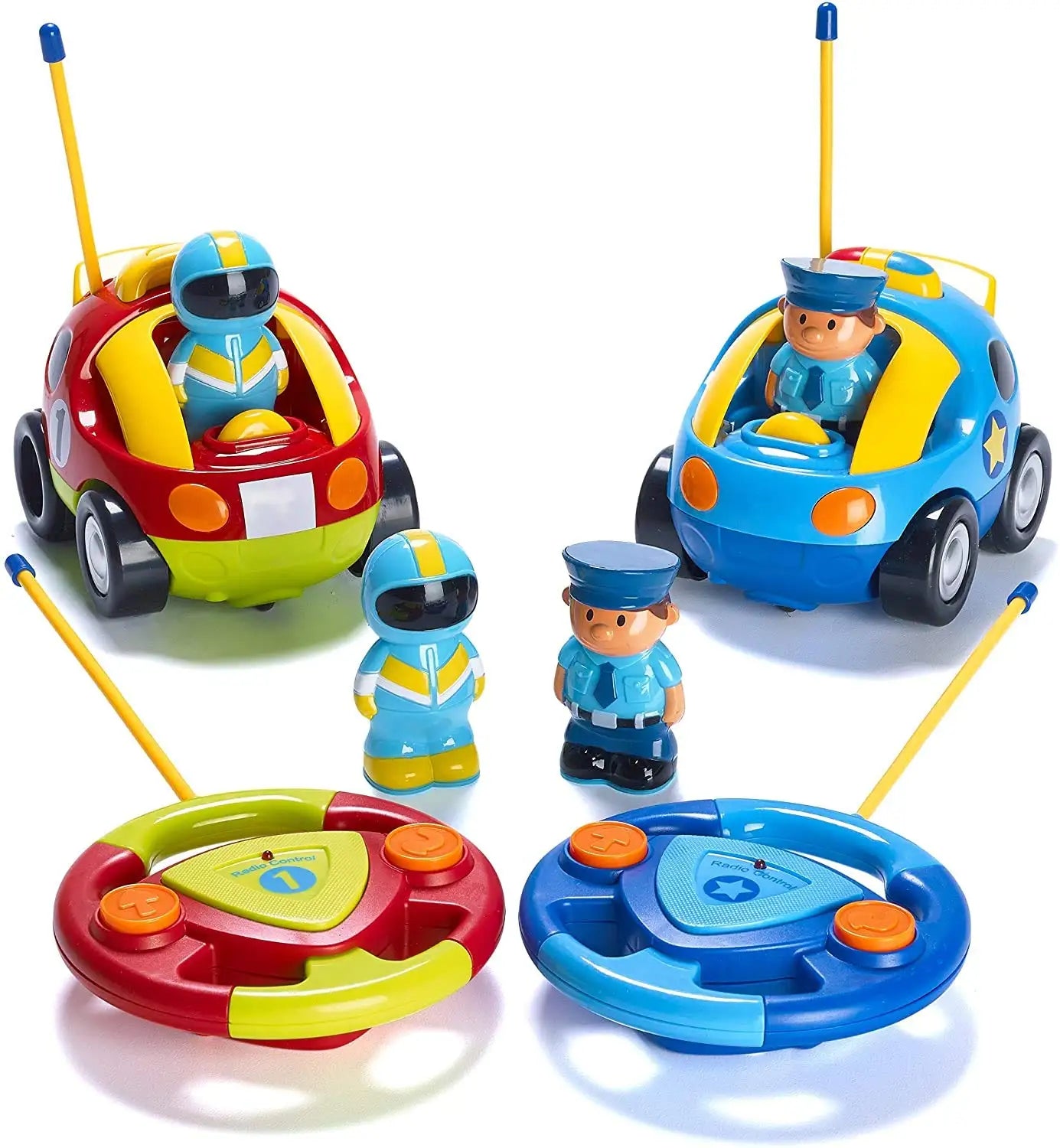 KBDFA 2 Pack Cartoon Remote Control CarsPolice And Rac For Toddlers ...