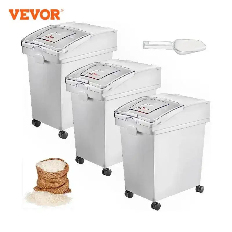 VEVOR 25L Dry Ingredient Storage Bin with Scoop Caster Dustproof Rice ...